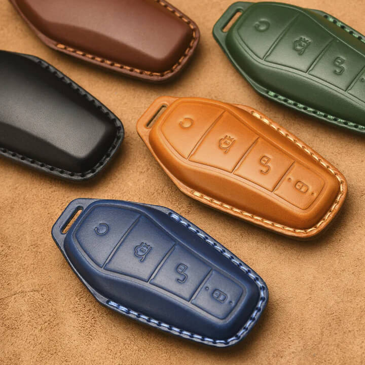 Fashion Luxury Leather Car Key Case Cover Fob Shell for BYD
