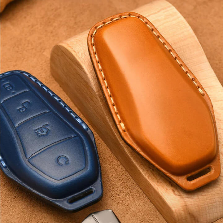 Fashion Luxury Leather Car Key Case Cover Fob Shell for BYD